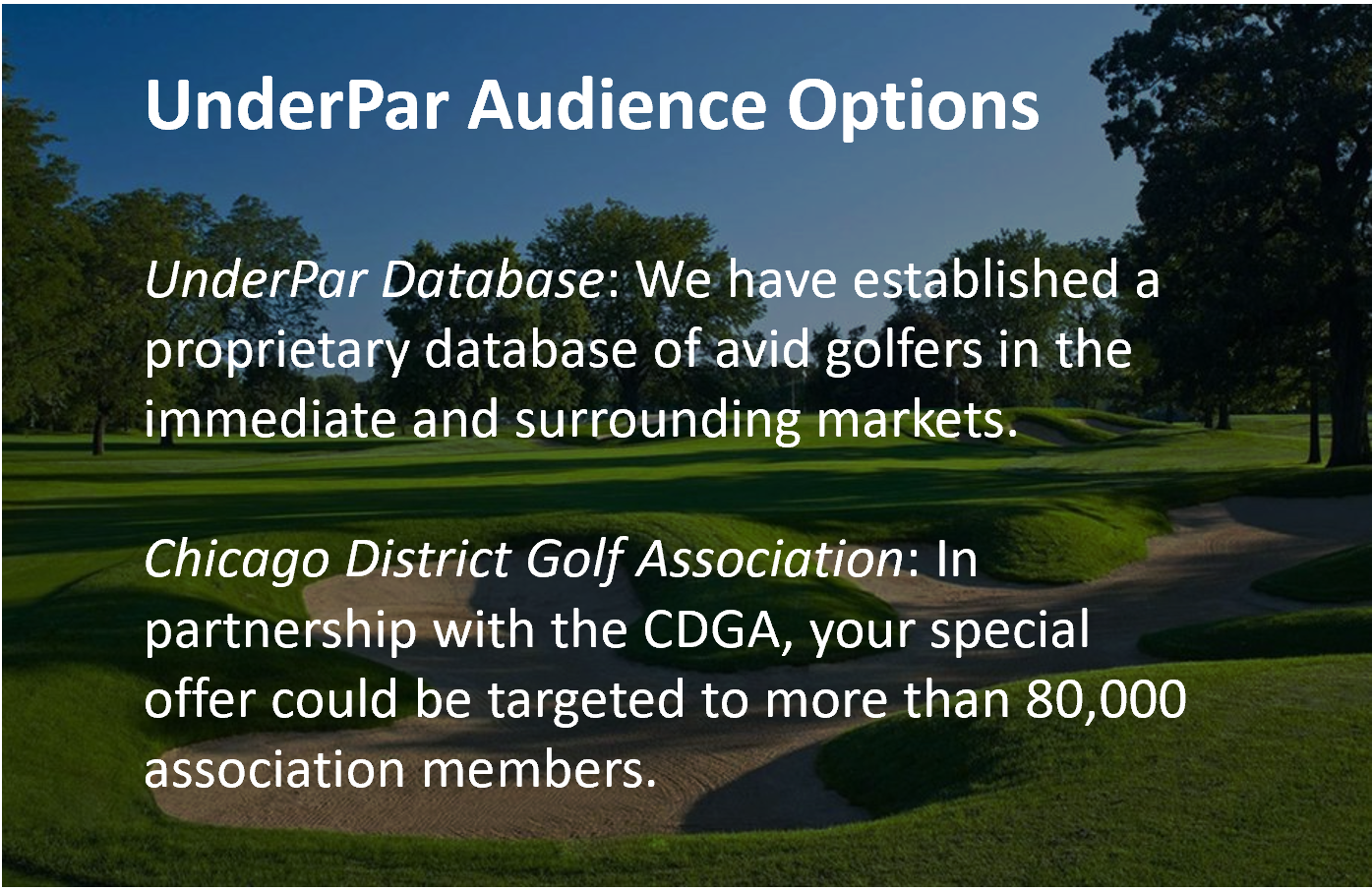 UnderPar audience options - Partner with UnderPar